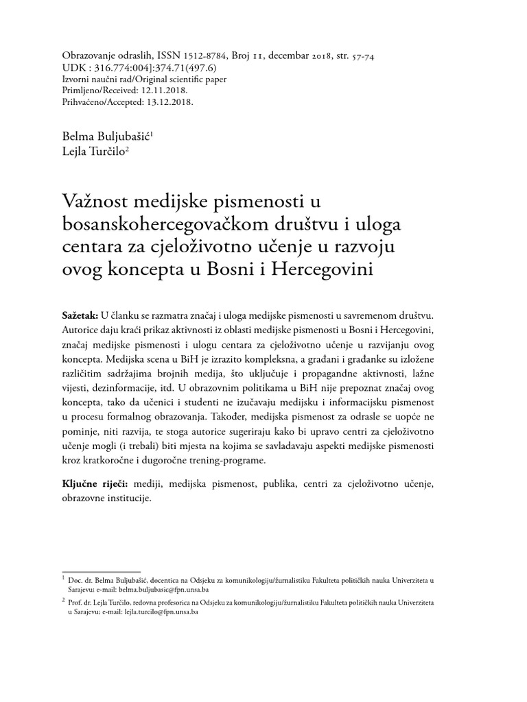 Belma Buljubasic Lejla Turcilo | PDF