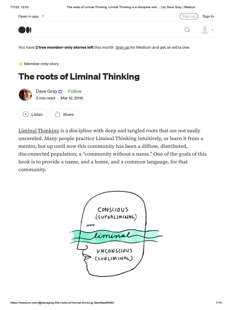 The Roots of Liminal Thinking. Dave Gray | PDF