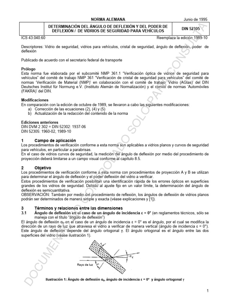 Verificación de Vidrios de Seguridad DIN 52305 | PDF | Óptica | Ligero