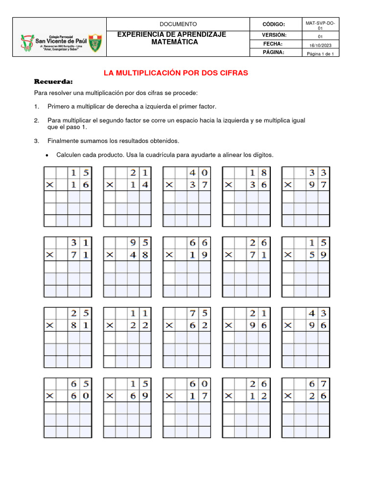 La Multiplicacion de Dos Cifras | PDF