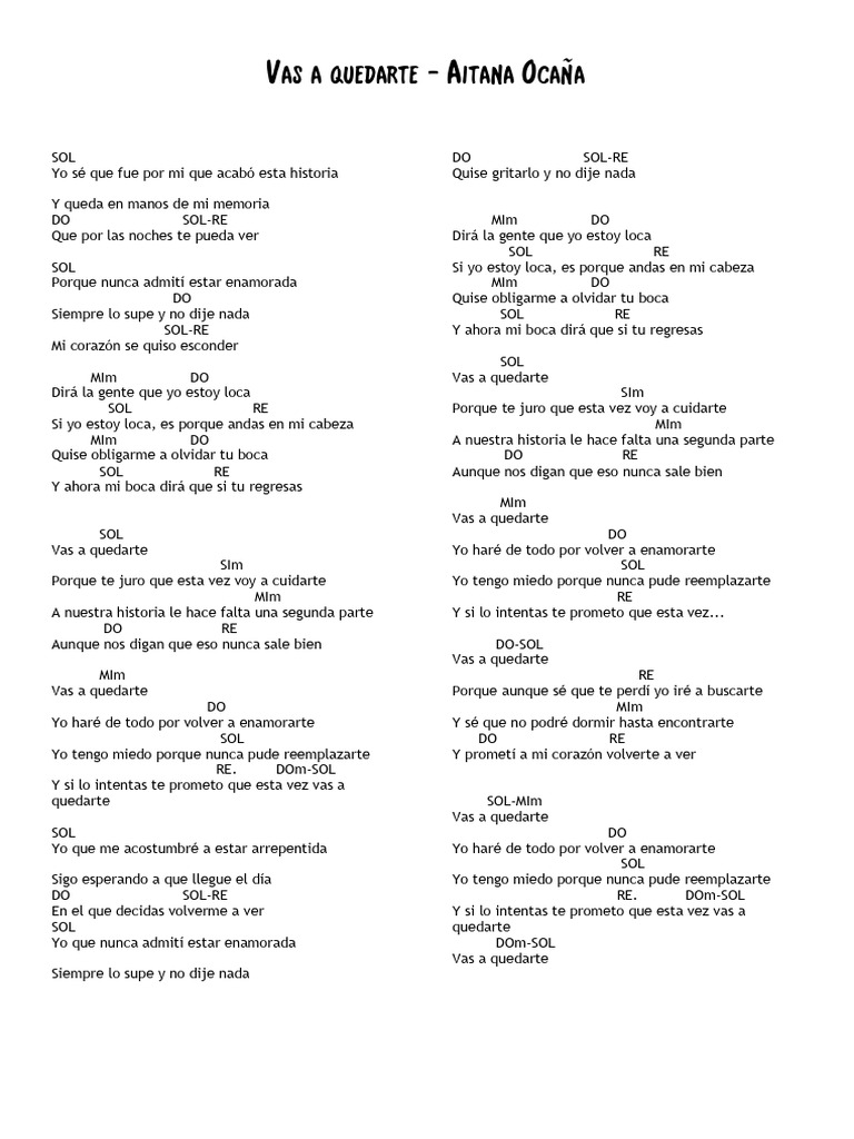 Vas A Quedarte | PDF