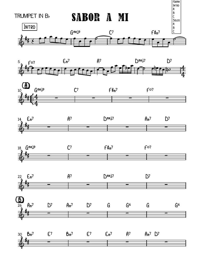 Sabor A Mi - Trumpet in BB | PDF
