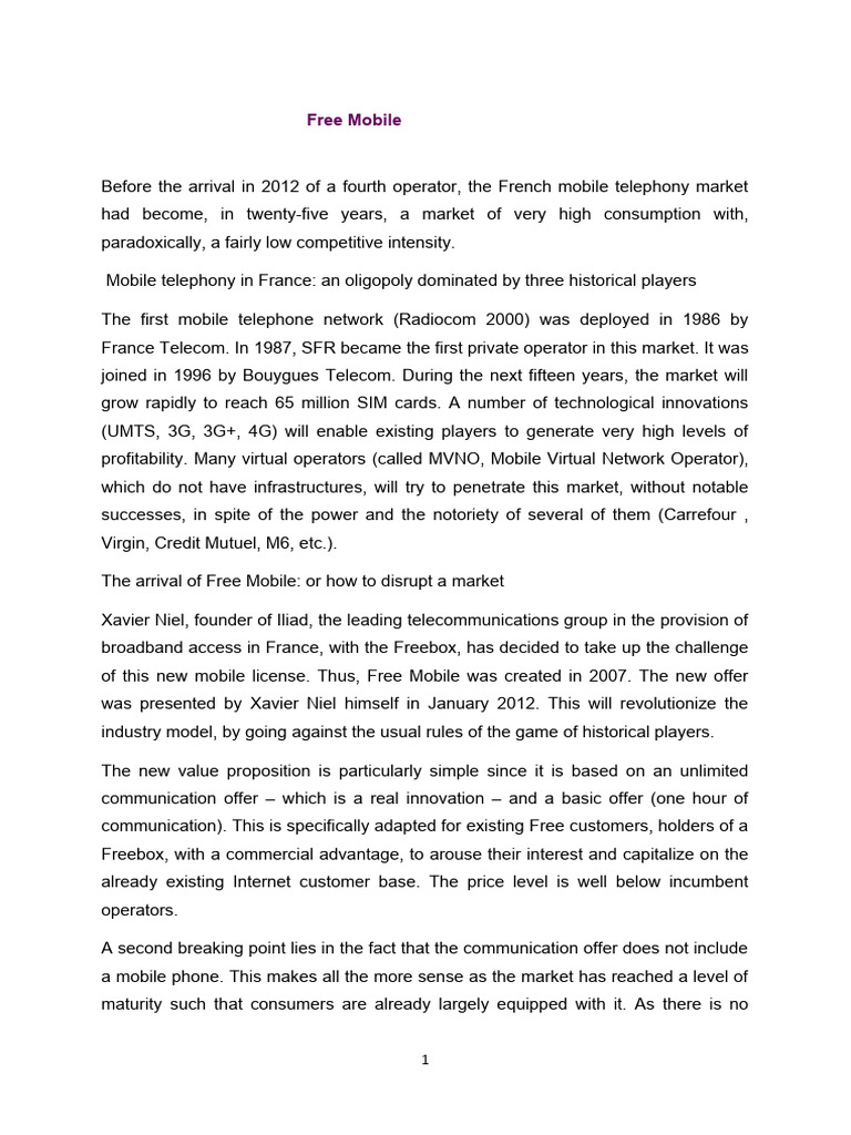 Case Study Free Mobile | PDF | Mobile Phones | Business Model