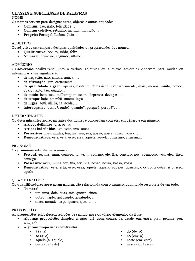 Resumos Gramática 5.º Ano | PDF