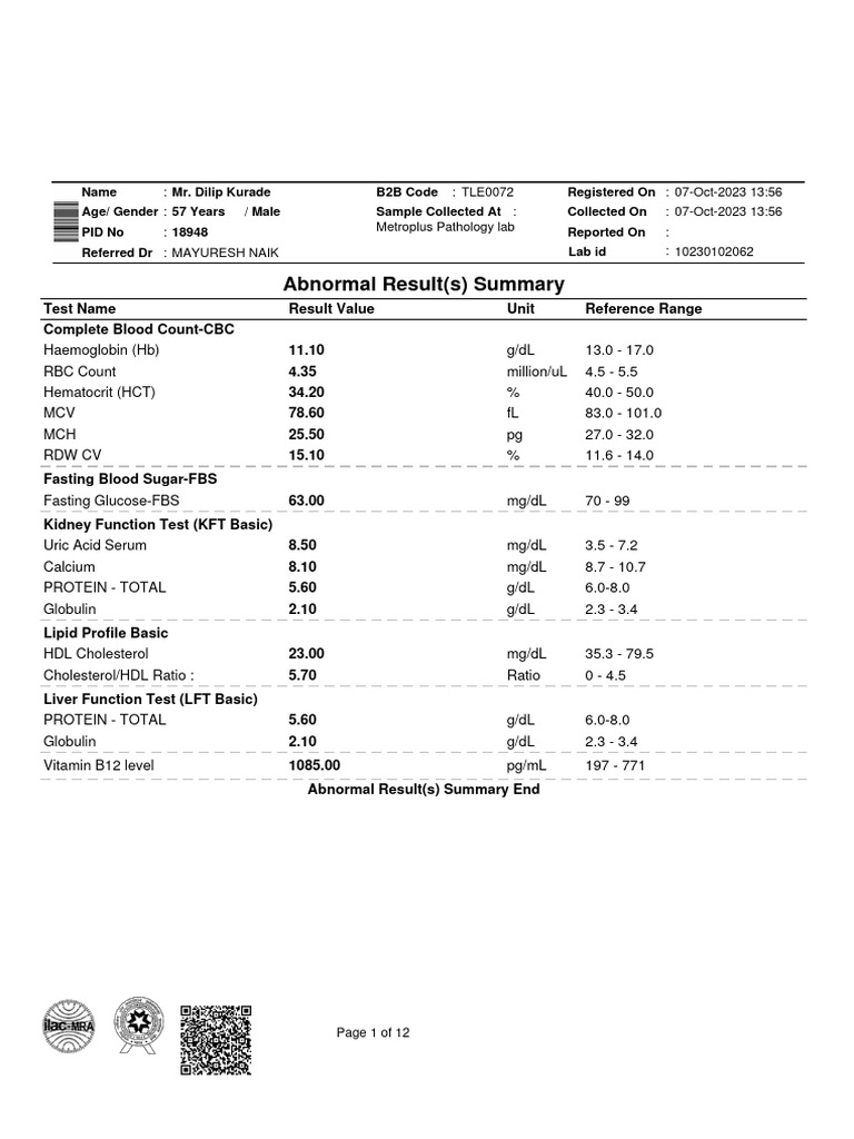 Multi Lab Id Report | PDF | Glycated Hemoglobin | Cholesterol