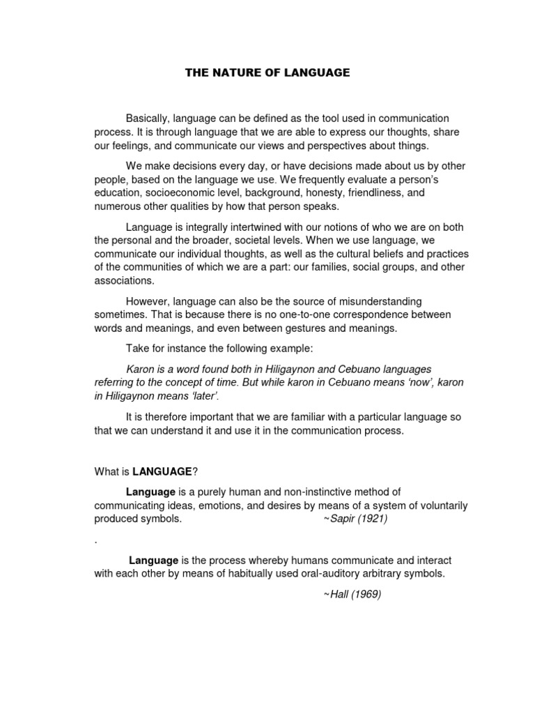 The Nature of Language | PDF | Linguistics | Human Communication