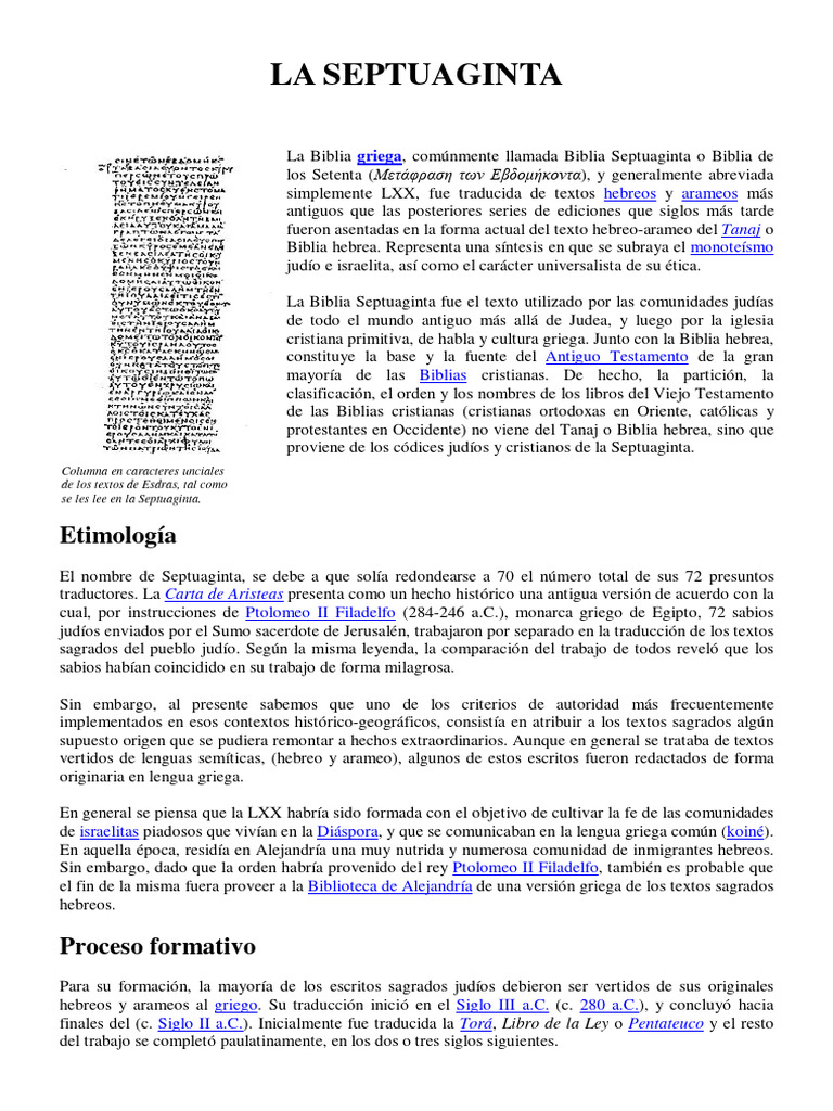 QUE ES LA SEPTUAGINTA | PDF | Septuaginta | Canon bíblico