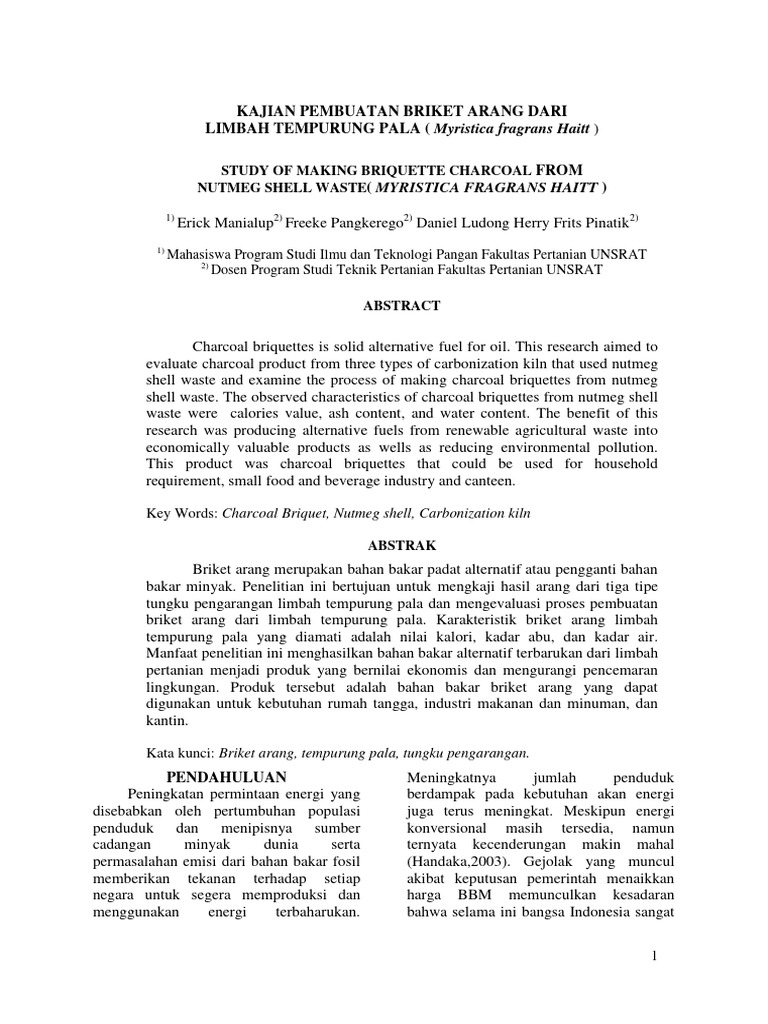 Briket Arang dari Limbah Pala | PDF