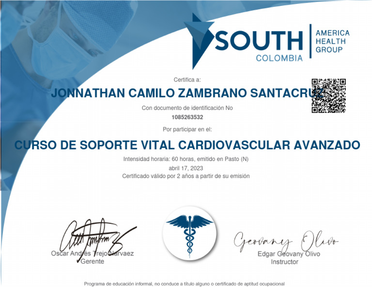 Certificado ACLS | PDF