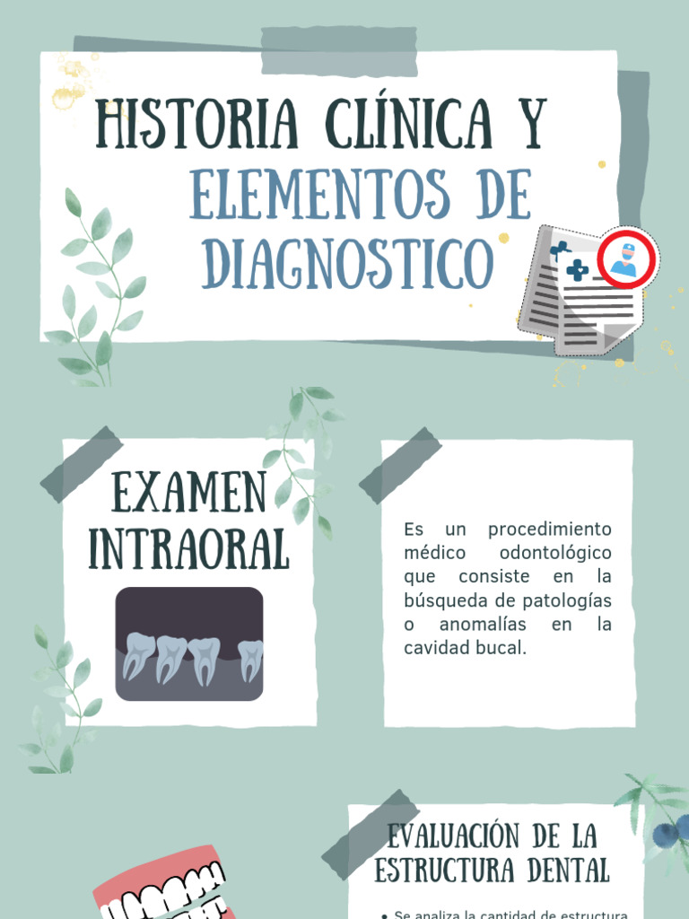 Historia clínica y elementos de diagnóstico | PDF | Odontología ...