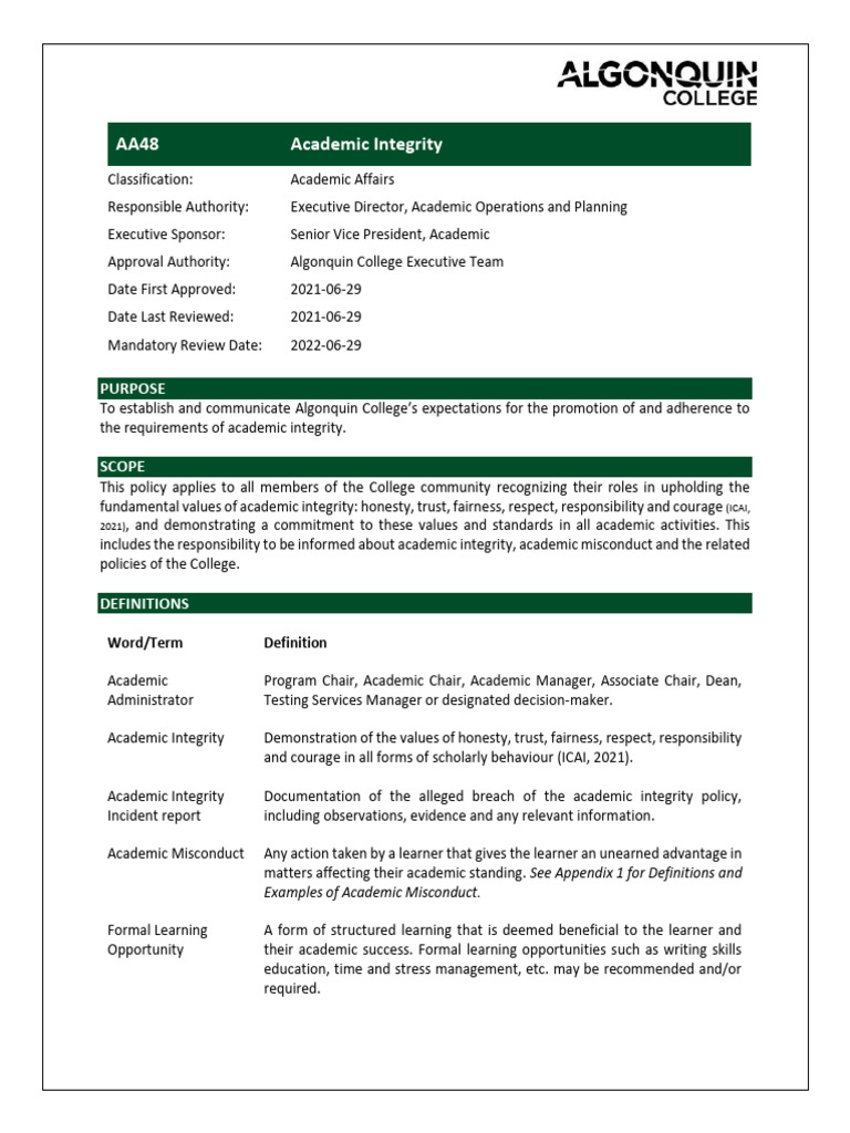 Academic Integrity | PDF