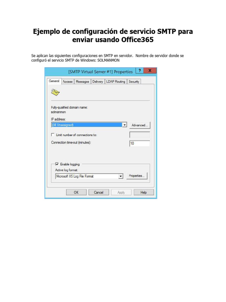 Configuración Servicio SMTP WIN O365 | PDF