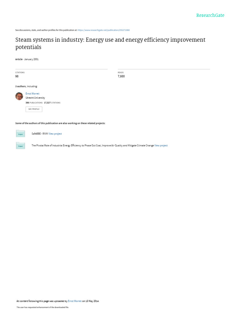 Steam Systems in Industry Energy Use and Energy Ef | PDF | Boiler | Efficient Energy Use