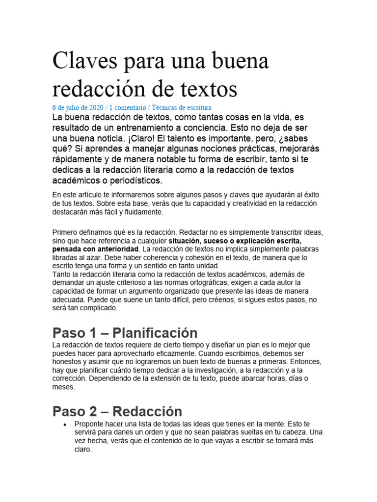 Claves para Una Buena Redaccion | PDF | Narración