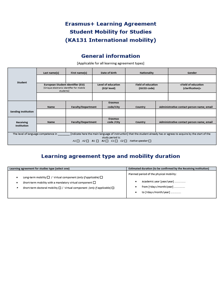 Higher Education Learning Agreement Studies KA131 International 2023 en | PDF | Academic Degree ...