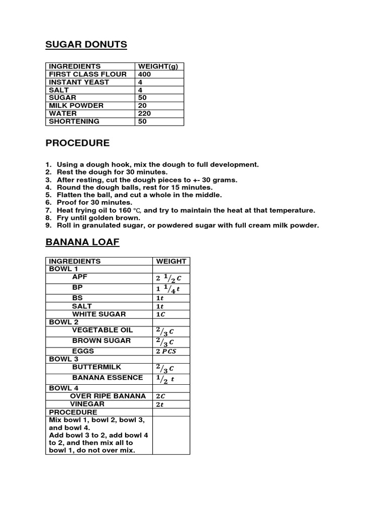 Sugar Donuts & Banana Loaf | PDF