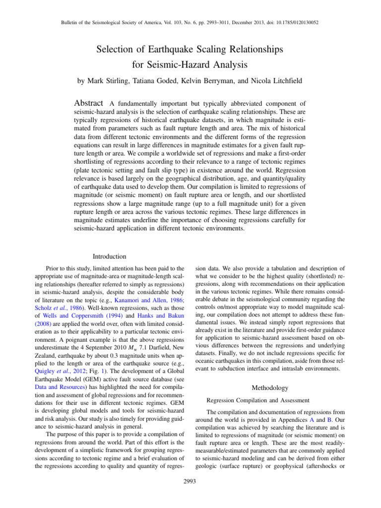 Stirling Et Al. (2013) | PDF | Earthquakes | Moment Magnitude Scale