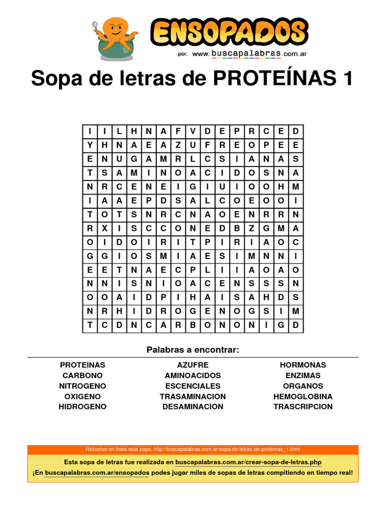 Sopa de Letras Proteinas | PDF