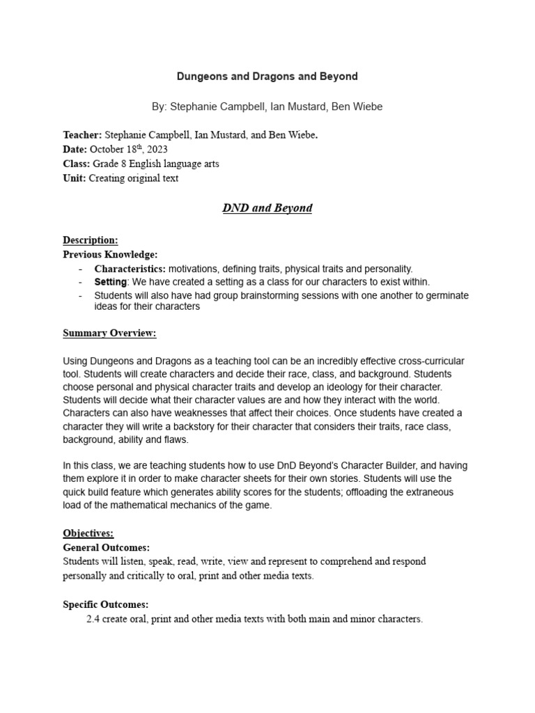 Assignment 3 Commtech Reflection | PDF | Dungeons & Dragons | Brainstorming