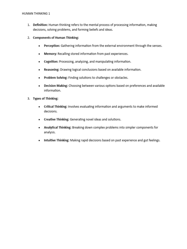Key Aspects of Human Thinking | PDF