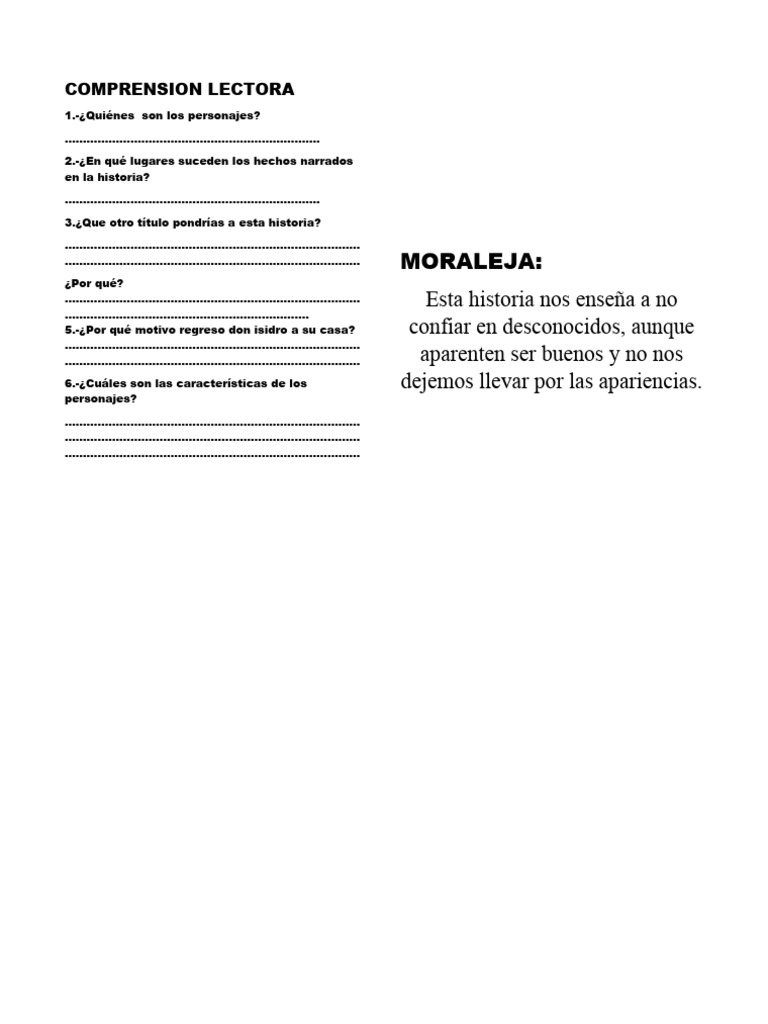 Comprension Lectora | PDF | Juegos y actividades | Historia