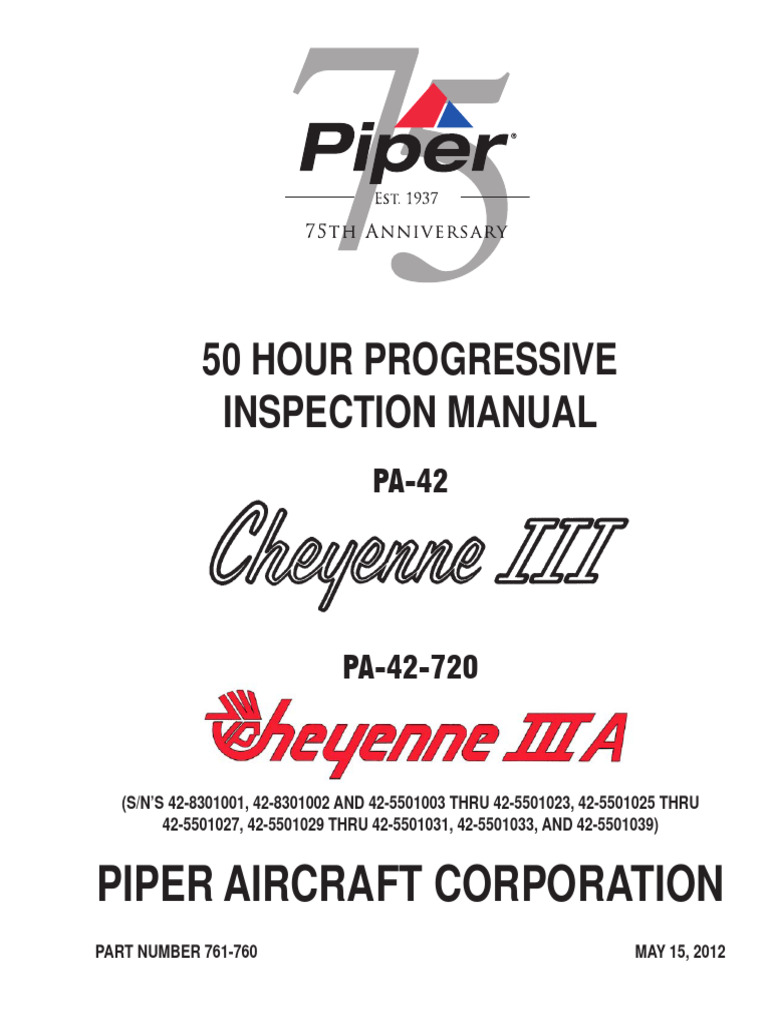 50 Hour Progressive Inspection Manual: Piper Aircraft Corporation | PDF ...