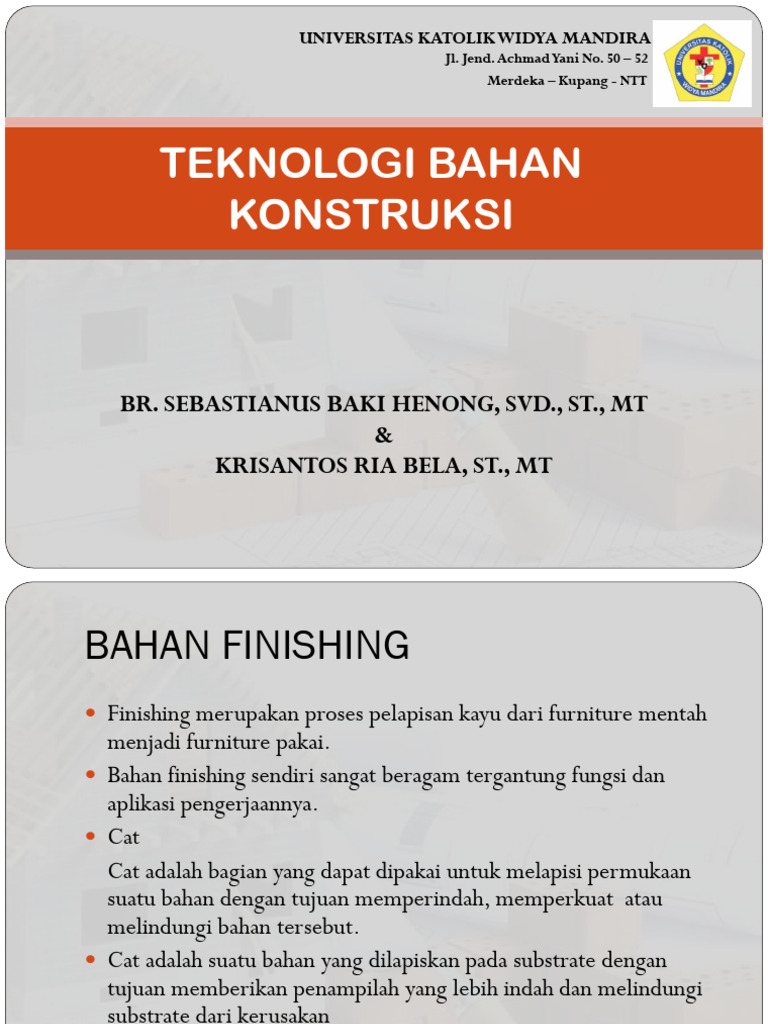 Teknologi Bahan Konstruksi Bahan Finishing | PDF