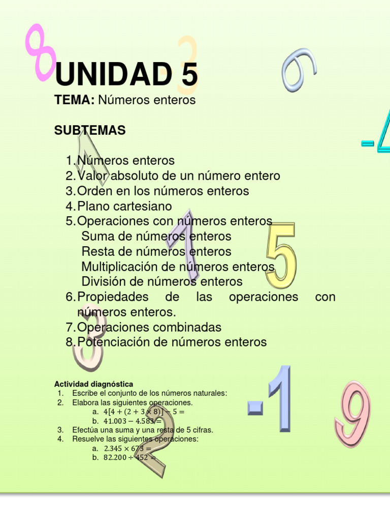 Números Enteros: Conceptos y Operaciones | PDF