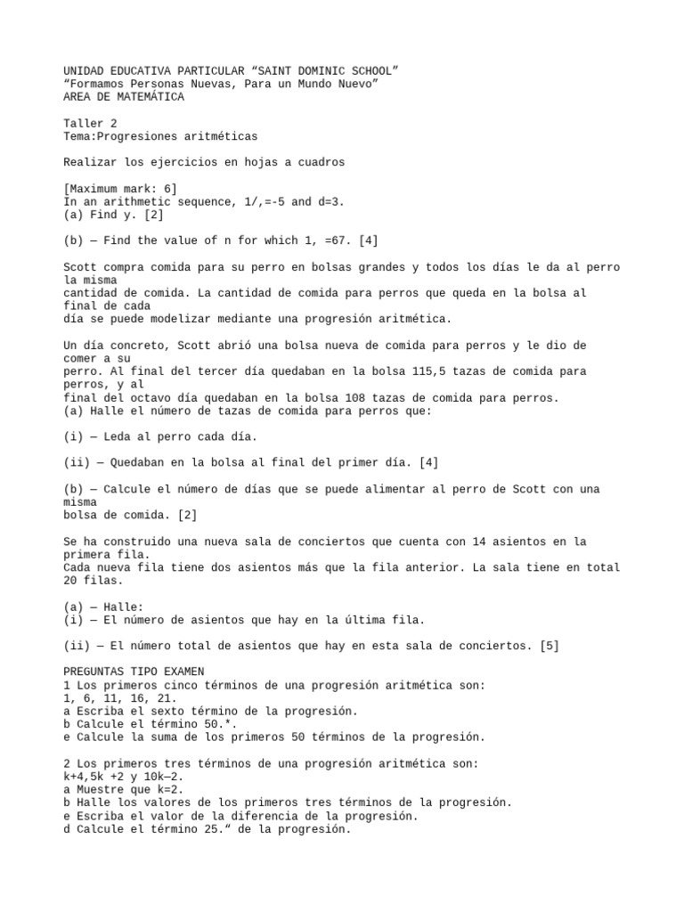 tarea progresiones aritmeticas | PDF | Matemáticas | Análisis matemático