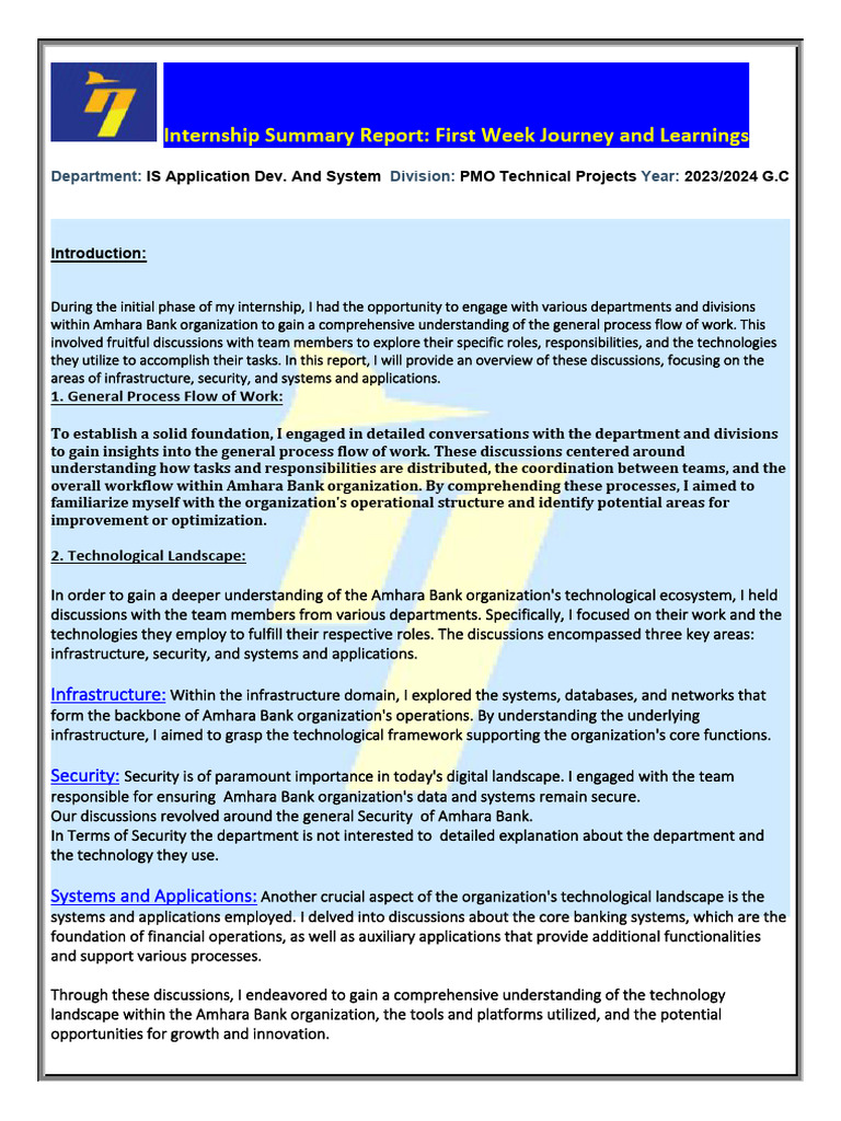 Internship Summary Report Week1 | PDF | Computers