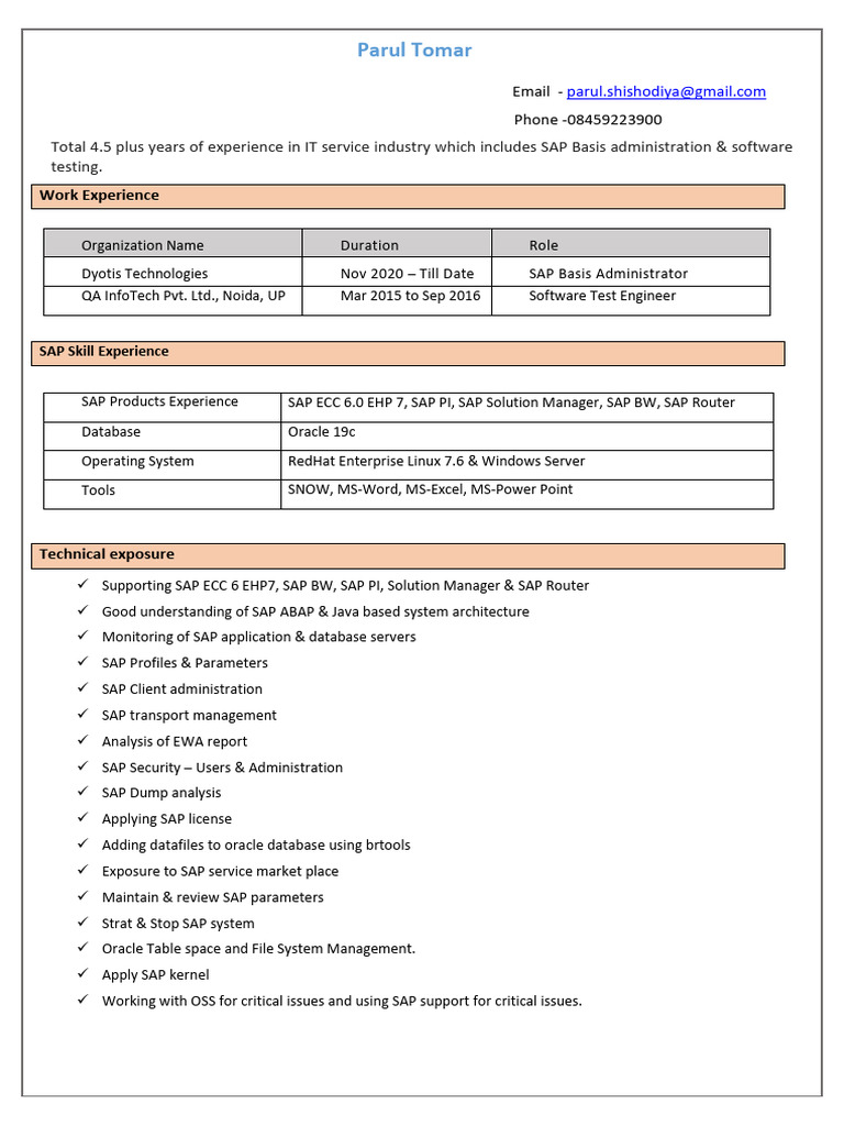 Parul Sap Basis Pdf Oracle Corporation Databases