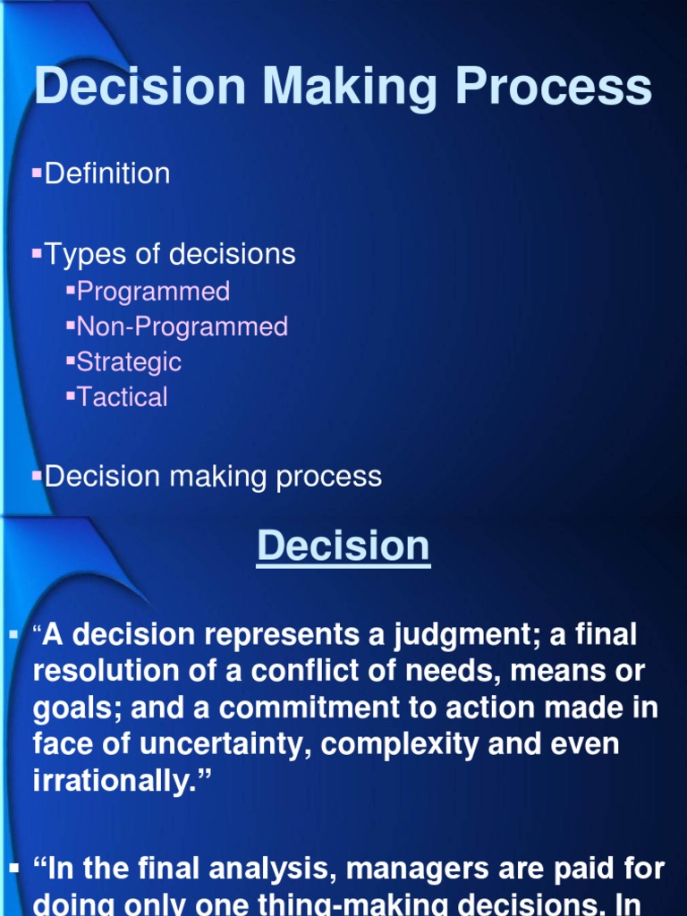 Decision Making Process | PDF