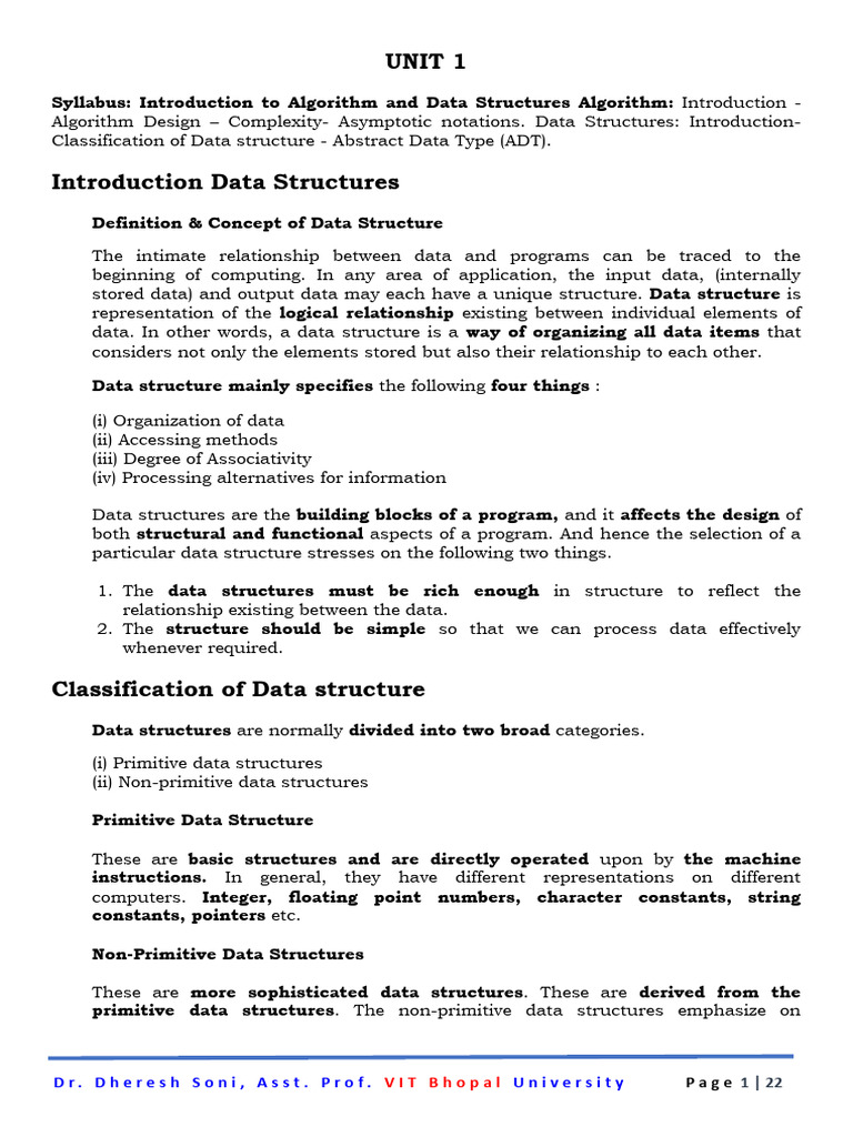 Unit 1 Notes | PDF | Queue (Abstract Data Type) | Time Complexity Unit 1 Notes | PDF | Queue (Abstract Data Type) | Time Complexity