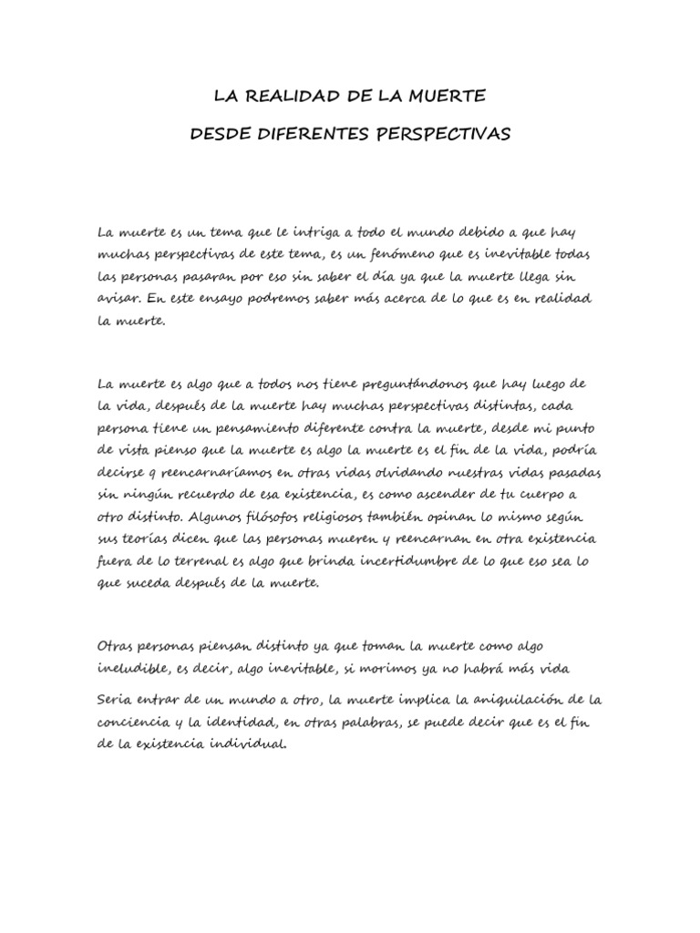 Perspectivas sobre la Muerte y su Significado | PDF | Filosofía ...