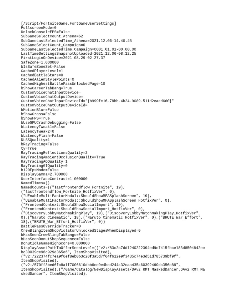 GameUserSettings Ini | PDF