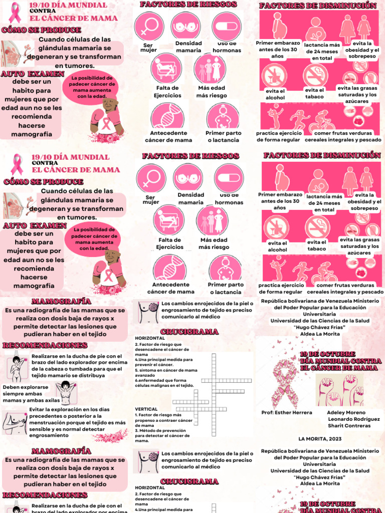 ESTE Triptico Cancer de Mama Ilustrado Rosado (1) | PDF | Cáncer de mama | Mamografía