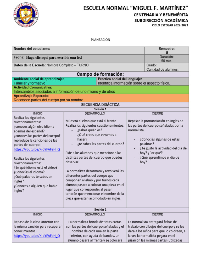 Planeación Ingles | PDF
