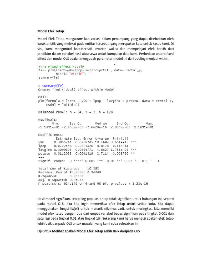The Fixed Effect Model | PDF