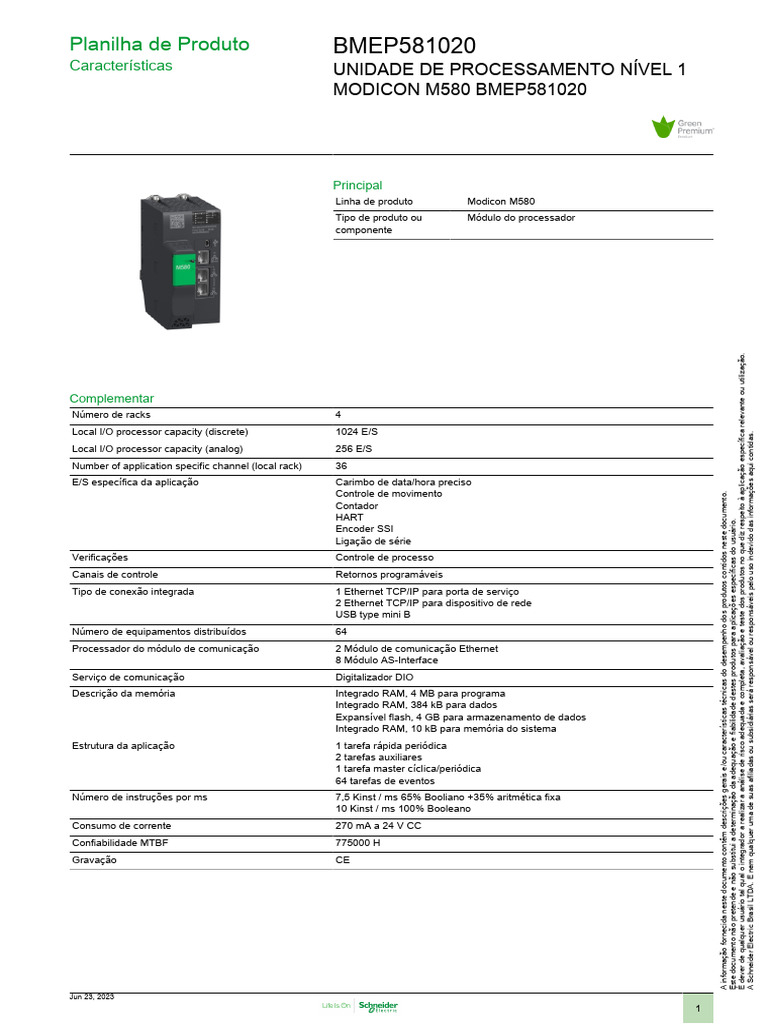 BMEP581020 - Document - CPU MODICON | PDF