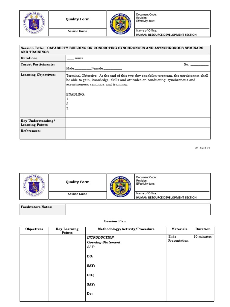 Session Guide Template | PDF