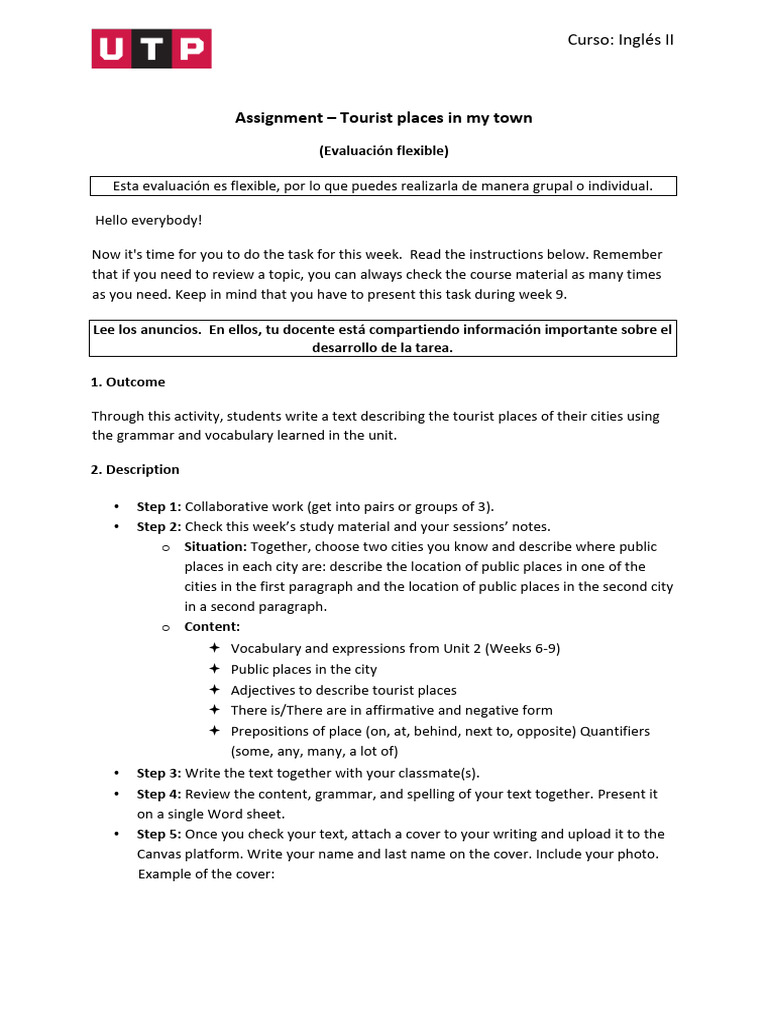 Week 9 - Task Assignment - Tourist Places in My Town | PDF