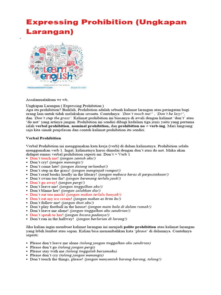Expressing Prohibition | PDF | Seni & Disiplin Bahasa