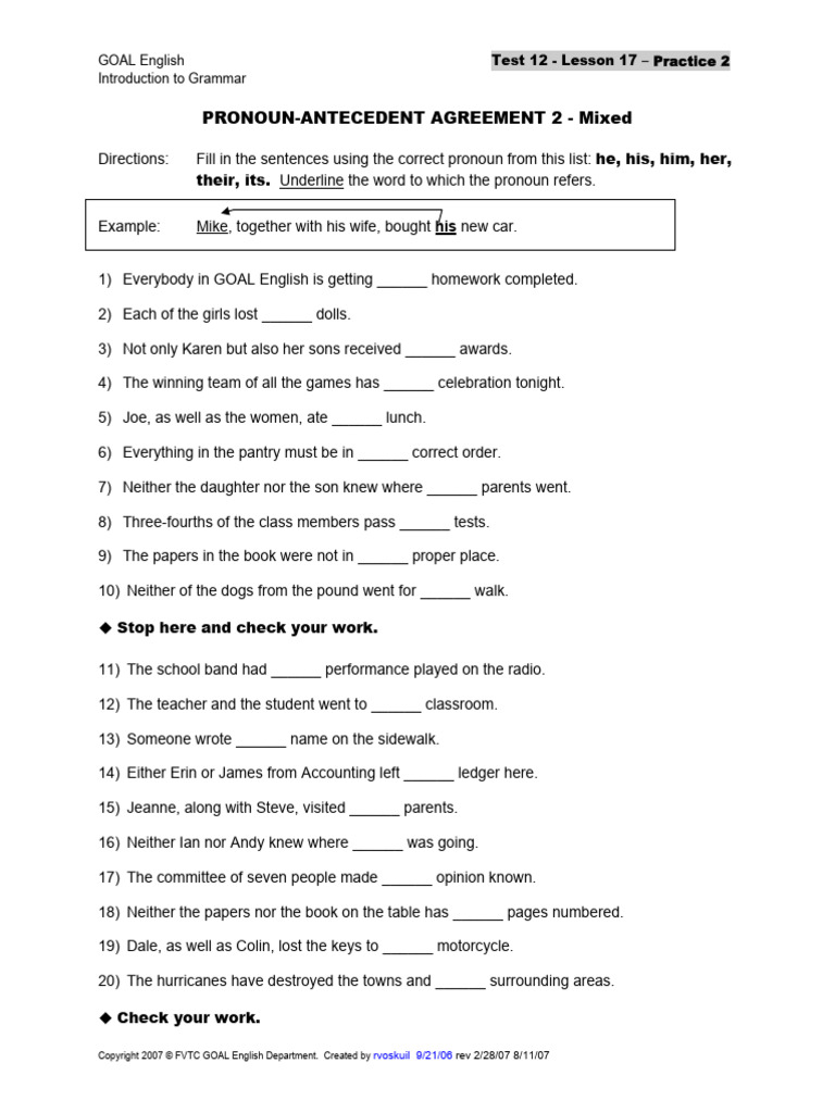 Pronoun Antecedent 2 Mixed | PDF | Language Arts & Discipline | Foreign ...