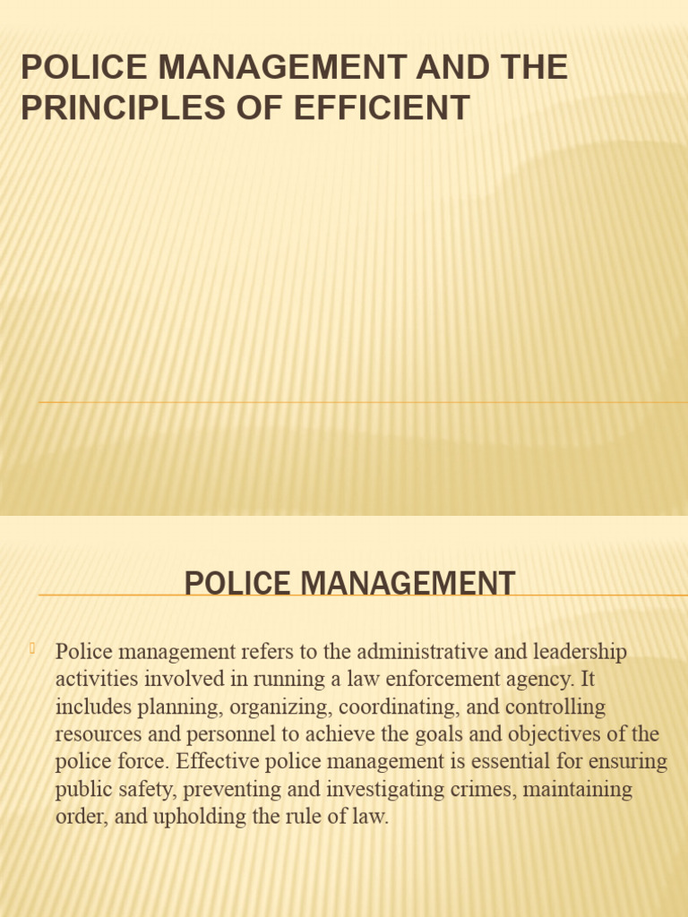 Police Management and The Principles of Efficient | PDF | Disciplines ...