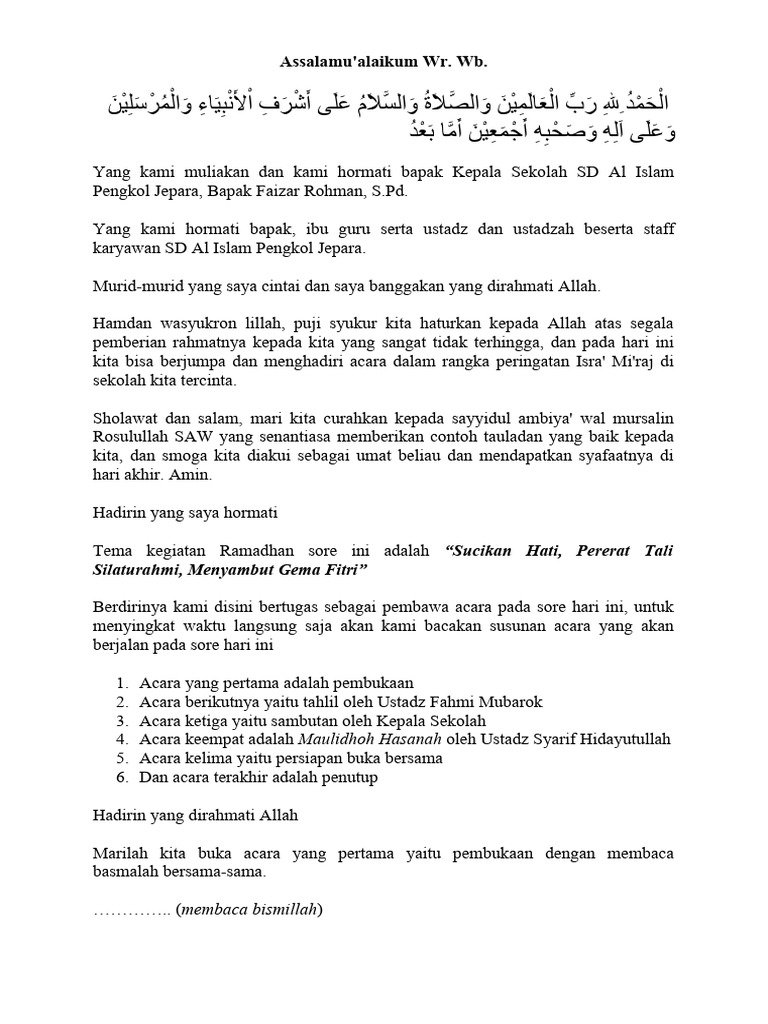 Teks MC Acara Pesantren Ramadhan | PDF