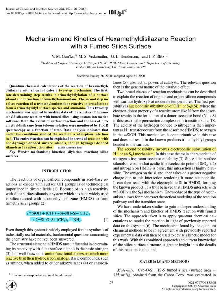 HMDS Mechanism Kinetics | PDF | Chemical Reactions | Adsorption
