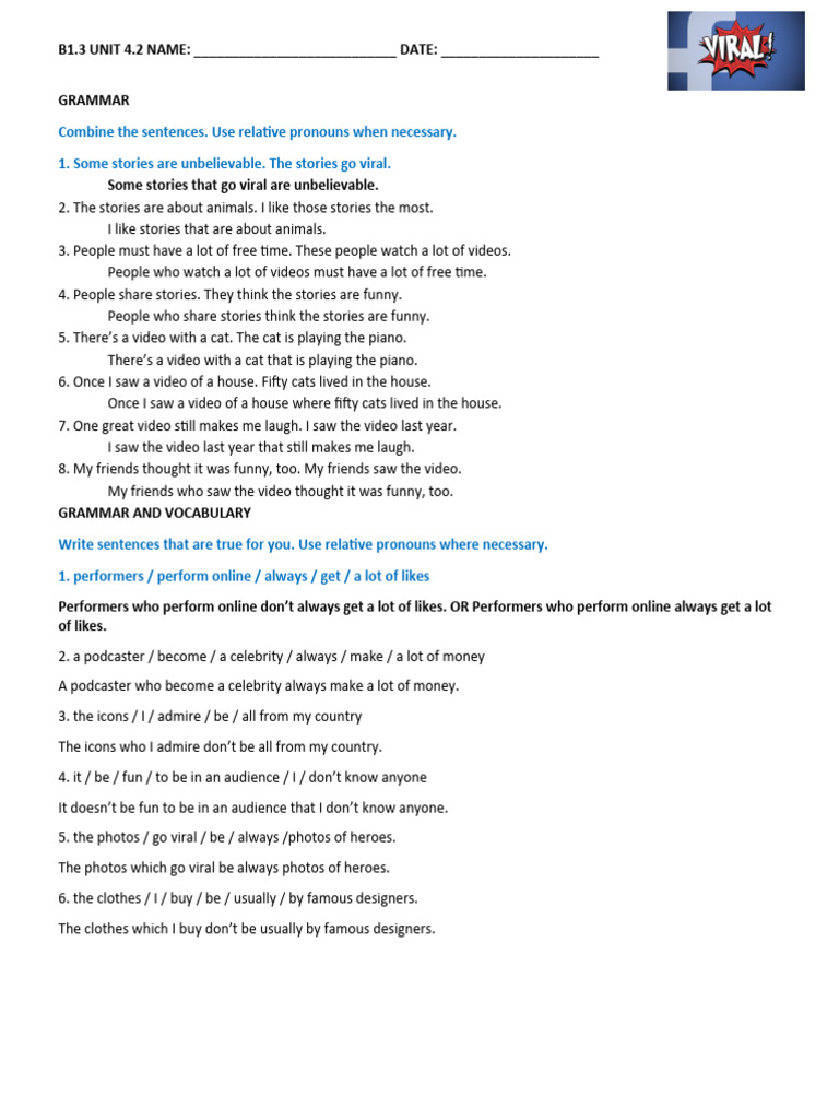 Unit 4.2 Grammar | PDF