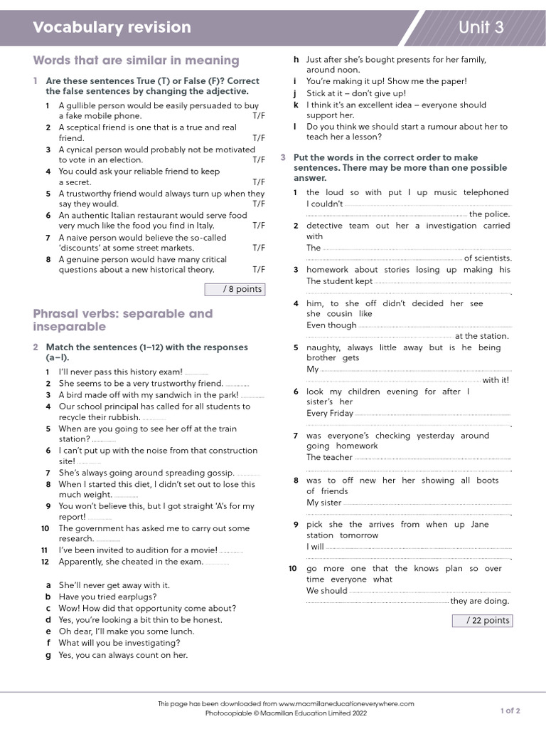 C1 U3 Vocabulary Revision | PDF