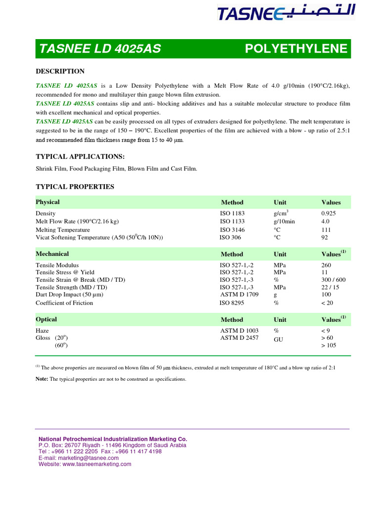 Tasnee Ldpe 4025as | PDF