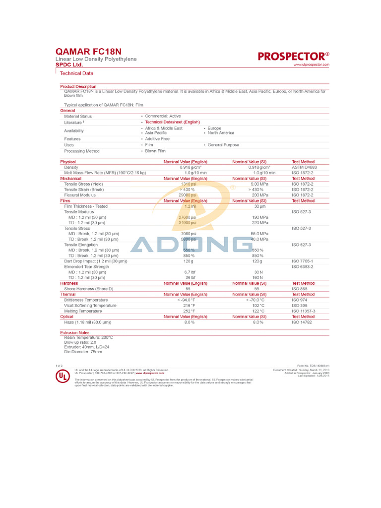 Lldpe Film 16-Fc18n Qamar | PDF
